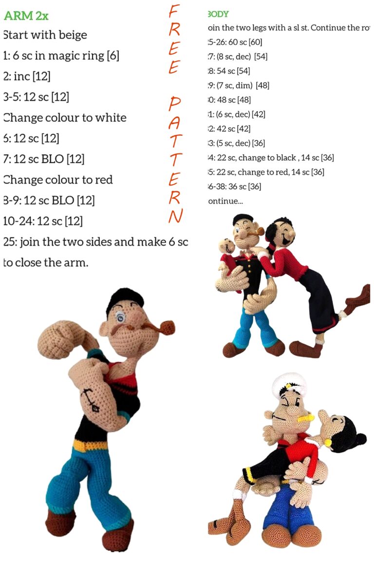 Popeye The Sailor Man Amigurumi Free Crochet Pattern – Amigurumi ...