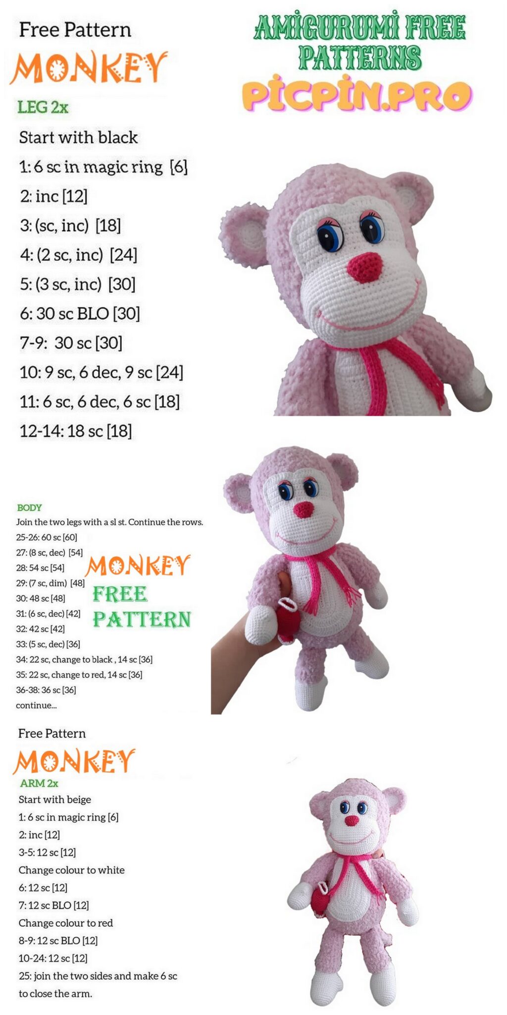 Amigurumi Monkey Budy Free Pattern – Amigurumi – Picpin.pro