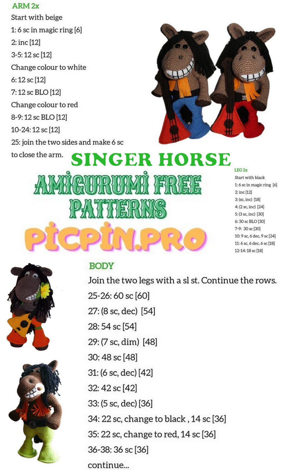 Singer Horse Amigurumi Free Crochet Pattern - Amigurumi - Picpin.pro