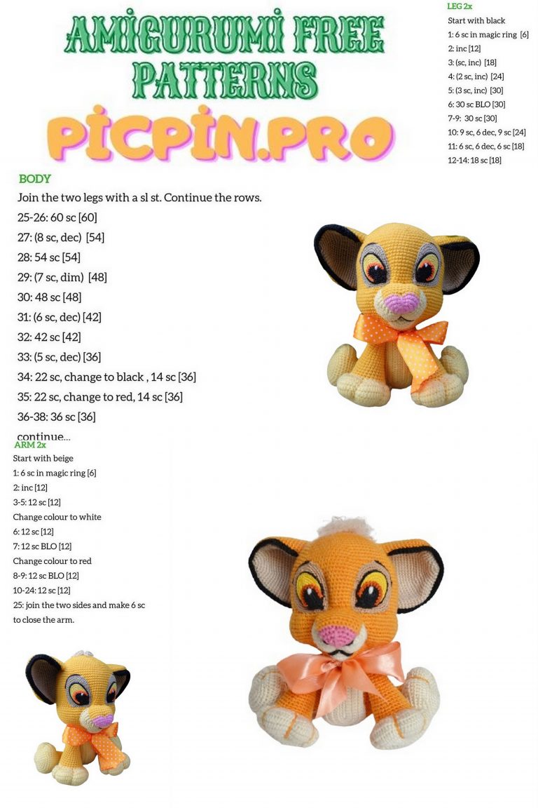 Amigurumi King Lion Simba Free Crochet Pattern – Amigurumi – Picpin.pro