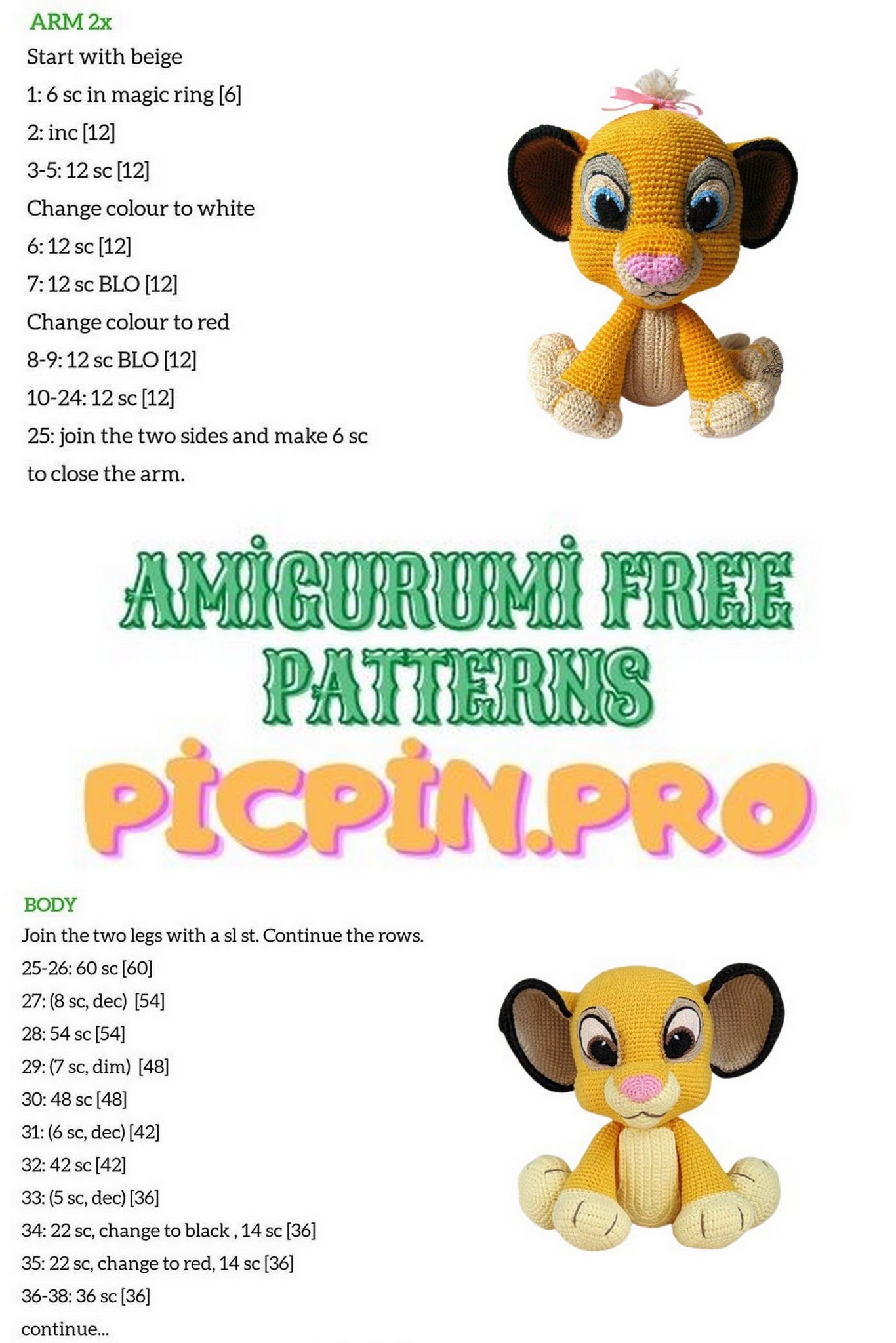 Amigurumi King Lion Simba Free Crochet Pattern – Amigurumi – Picpin.pro