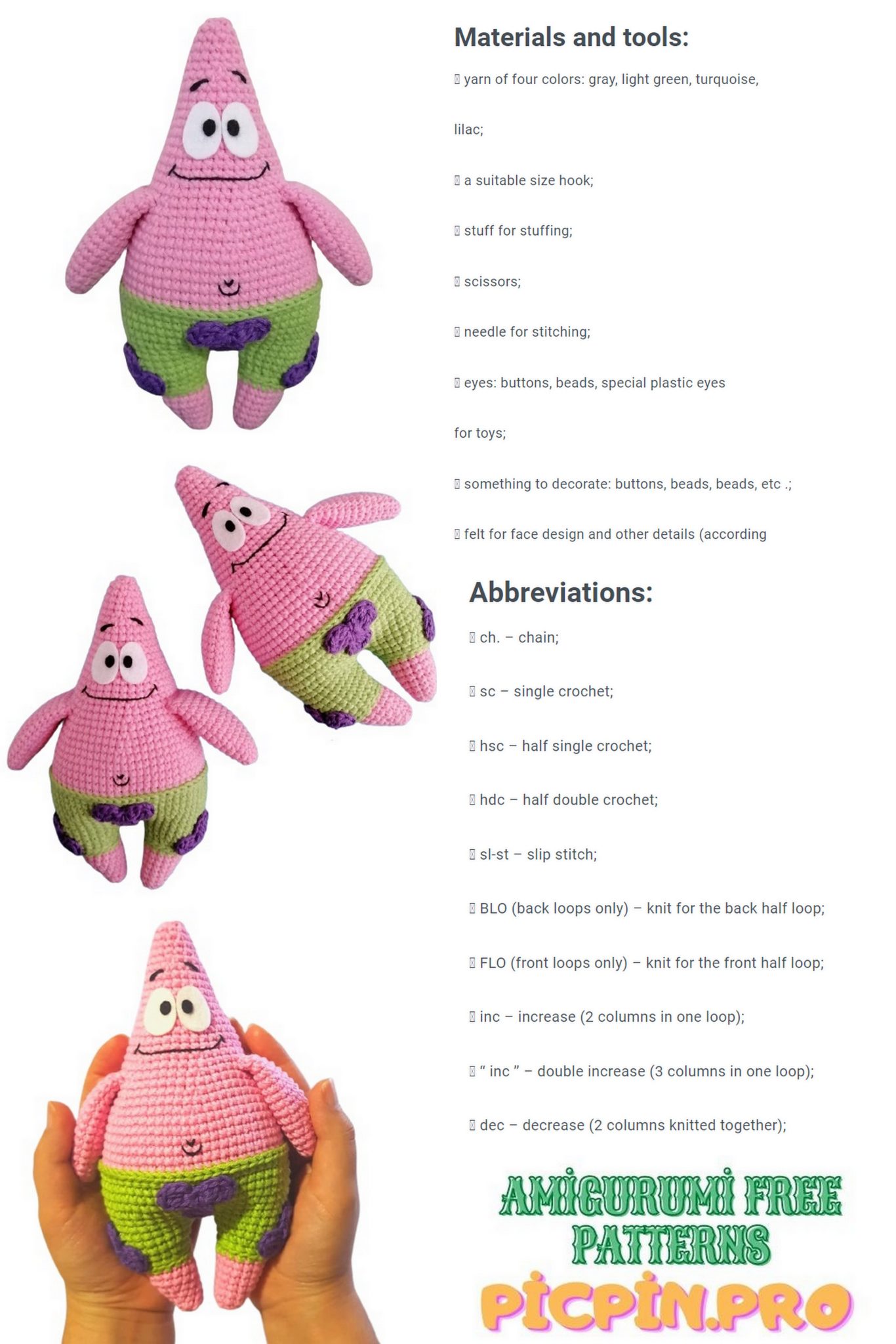 Patrick Star Amigurumi Free Pattern – Amigurumi – Picpin.pro